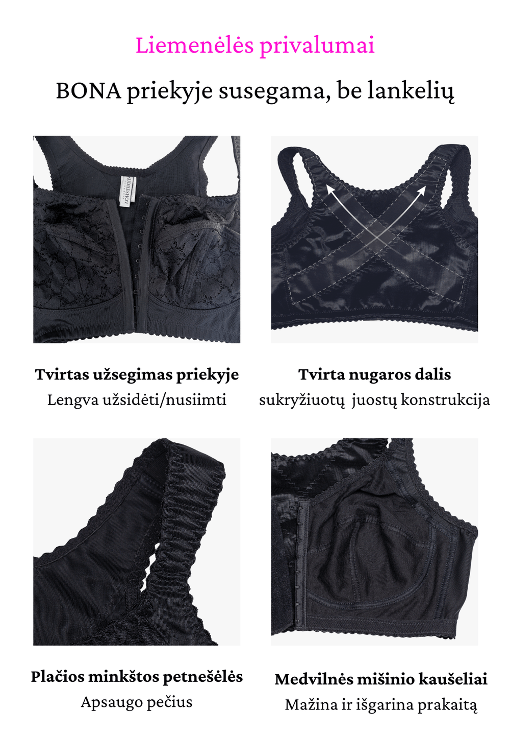 Biustonosz Bona bez fiszbin zapinany z przodu w kolorze białym